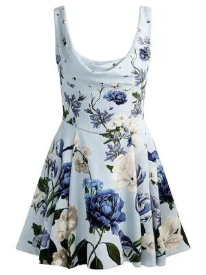 Alice + Olivia Estrella Floral Flare Mini Dress Fly Away