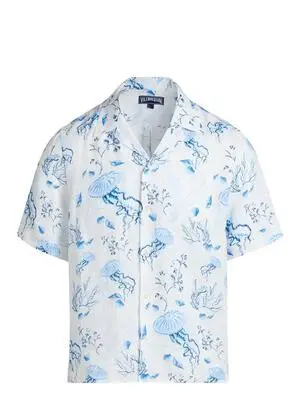 Vilebrequin Medusa & Shells Linen Camp Shirt - Blanc
