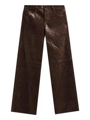 FRAME The Suede Gray Pants - Glossy Leopard