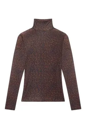 FRAME The Hosiery Leopard Print Sheer Top - Dark Leopard Multi