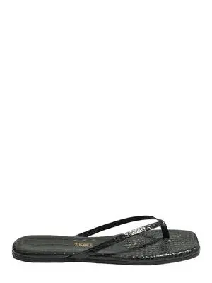 Tkees Croc-embossed Leather Flat Sandals - Emerald