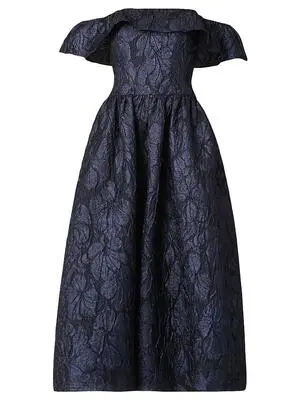 Shoshanna Solana Metallic Jacquard Cocktail Dress - Navy