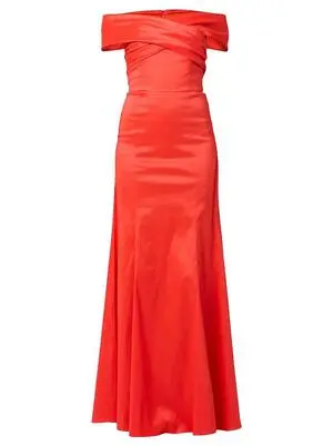 Shoshanna Etta Off-the-shoulder Maxi Dress - Cherry