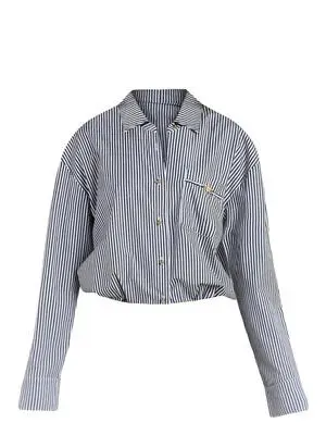 L'Agence Lorena Voyage Striped Cotton Cover-up Shirt - Black