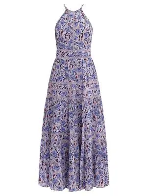 Rebecca Taylor Daphne Floral Cotton-blend A-line Maxi Dress - Iris Multi