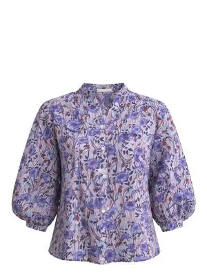 Rebecca Taylor Daphne Floral Cotton-silk Blouse - Iris Multi