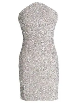 DRESS THE POPULATION Anica Sequin Pointed Bodice Strapless Minidress