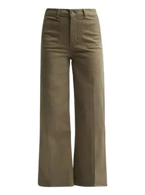 FRAME Le Slim Palazzo Modernist Pocket Crop Pants - Grasshopper