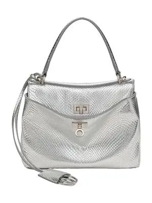 Balenciaga Rodeo Embossed Leather Top Handle Bag - Silver
