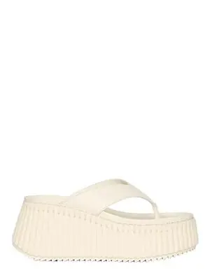 Chloé Nama Leather Wedge Sandals - Eggshell