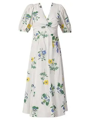 Shoshanna Dodge Printed Knot Midi-dress - Optic Multi