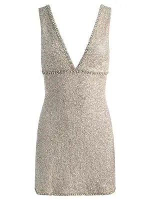 ALICE + OLIVIA Mandy Embellished Plungingv-neck Mini Dress