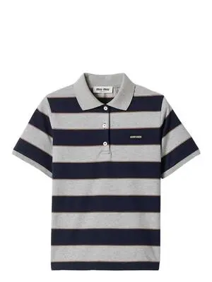 Miu Miu Striped Jersey Polo Shirt - Blue Multi