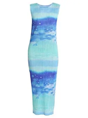 Issey Miyake Sea Bubble Plissé Midi-dress - Blue