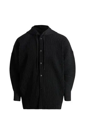 Issey Miyake Monthly Colors: February Pleated Snap-front Hoodie - Black