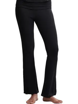 Barefoot Dreams Ultra Soft Rib Fold-over Pants - Black