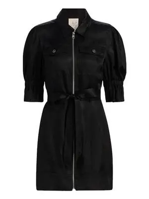 Cinq À Sept Holly Satin Puff-sleeve Minidress - Black