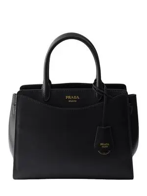 Prada Prelude Medium Leather Top Handle Bag - Black