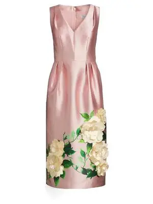KAY UNGER Briella Floral Midi-dress - Soft Blush