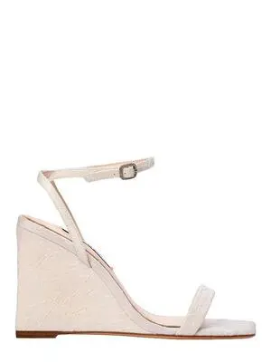 ANNE BARGE Ella Jacquard Wedge Sandals - White Jacquard
