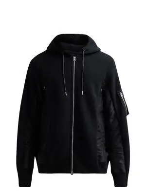 Sacai Sponge Sweat X Nylon Twill Hoodie - Black