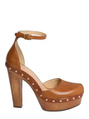 CHLOÉ Lola Studded Cone-heel Leather Pumps