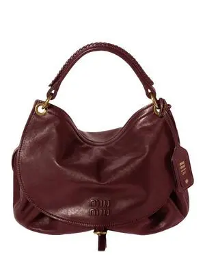 Miu Miu Leather Hobo Bag Dark Red