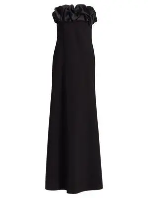 AS IT MAY Eve Crepe & Satin Strapless Gown - Black
