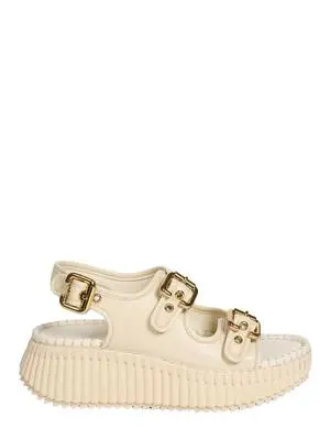 Chloé Nama 50mm Suede Flatform Sandals - Eggshell