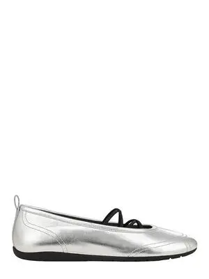 Vince Coralie Leather Ballet Flats - Silver