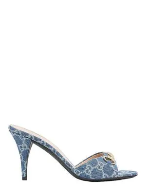 Gucci Erin 85mm Gg Canvas Horsebit Sandals - Medium Blue