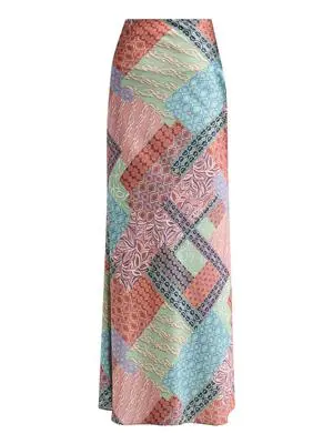 Misa Sienna Printed Bias-cut Maxi Skirt - Oasis Patchwork
