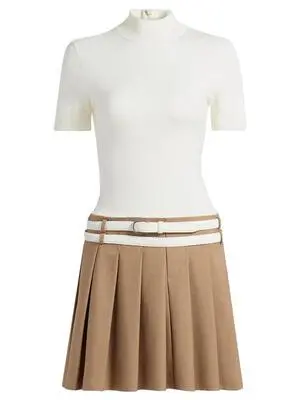 Simkhai Abbie Mixed-media Belted Minidress - Cream Multi