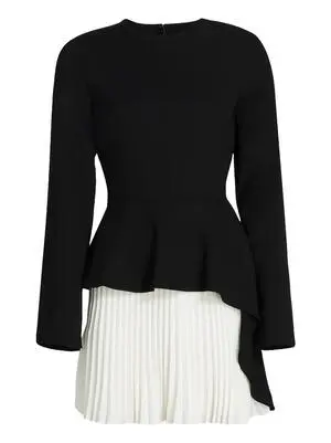 SIMKHAI Amberly Pleated Long-sleeve Minidress
