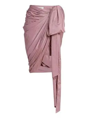 Chloé Draped Wrap-style Knee-length Skirt - Ginger Brown