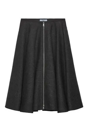 Prada Double Wool Midi-skirt - Grey