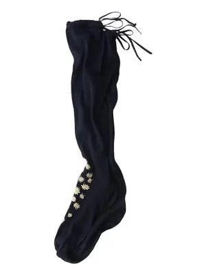 Prada Embroidered Over The Knee Cotton Socks - Blue
