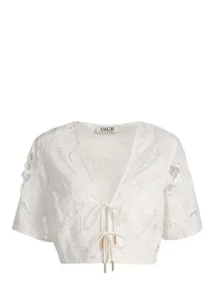 AMUR Tani Eyelet Top - Ivory