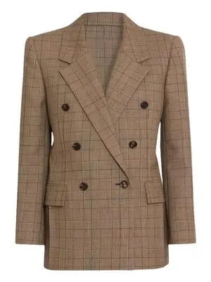 CHLOÉ Plaid Wool Double-breasted Blazer