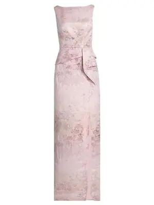 KAY UNGER Luciana Metallic Monet Jacquard Column Gown - Bloom