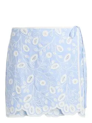 Simkhai Delaney Embroidered Linen-blend Mini Skirt - Tidepool Multi