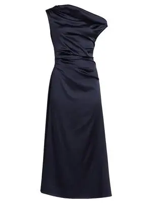 Staud Phare Silk Drape Midi-dress - Navy