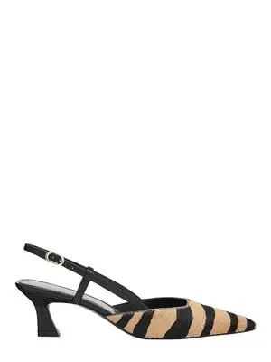 STUART WEITZMAN Vinnie 50mm Calf Hair Slingback Pumps - Camel Shadow