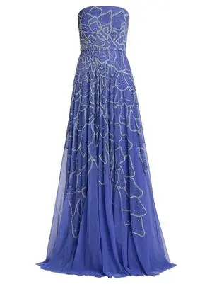Theia Ramona Strapless Ombré Beaded Gown - Iris Bloom