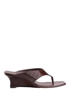 STUART WEITZMAN Vinnie 50mm Croc-embossed Leather Wedge Sandals