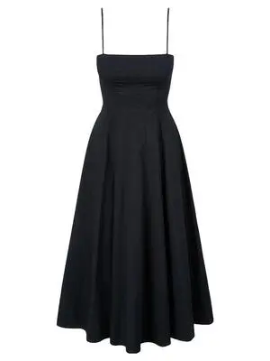 Staud Wylie Cotton A-line Midi-dress - Black