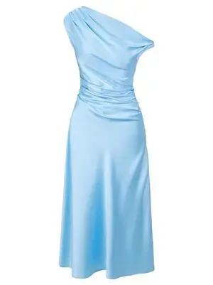 Staud Phare Draped Stretch Silk Maxi Dress Cloud
