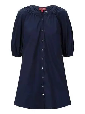 Staud Vincent Cotton Poplin Minidress - Navy