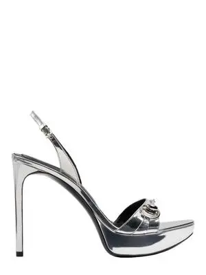 Gucci Donna 105mm Horsebit Platform Sandals - Silver