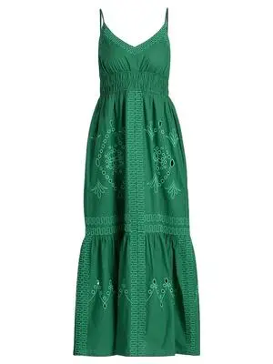 Rails Blair Eyelet-embroidered Cotton A-line Midi-dress - Clover